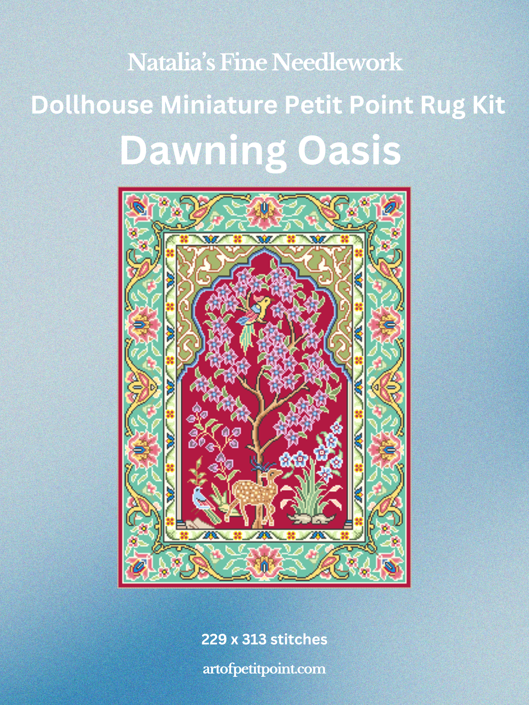 Dawning Oasis - Dollhouse Miniature Petit Point Rug/Tapestry