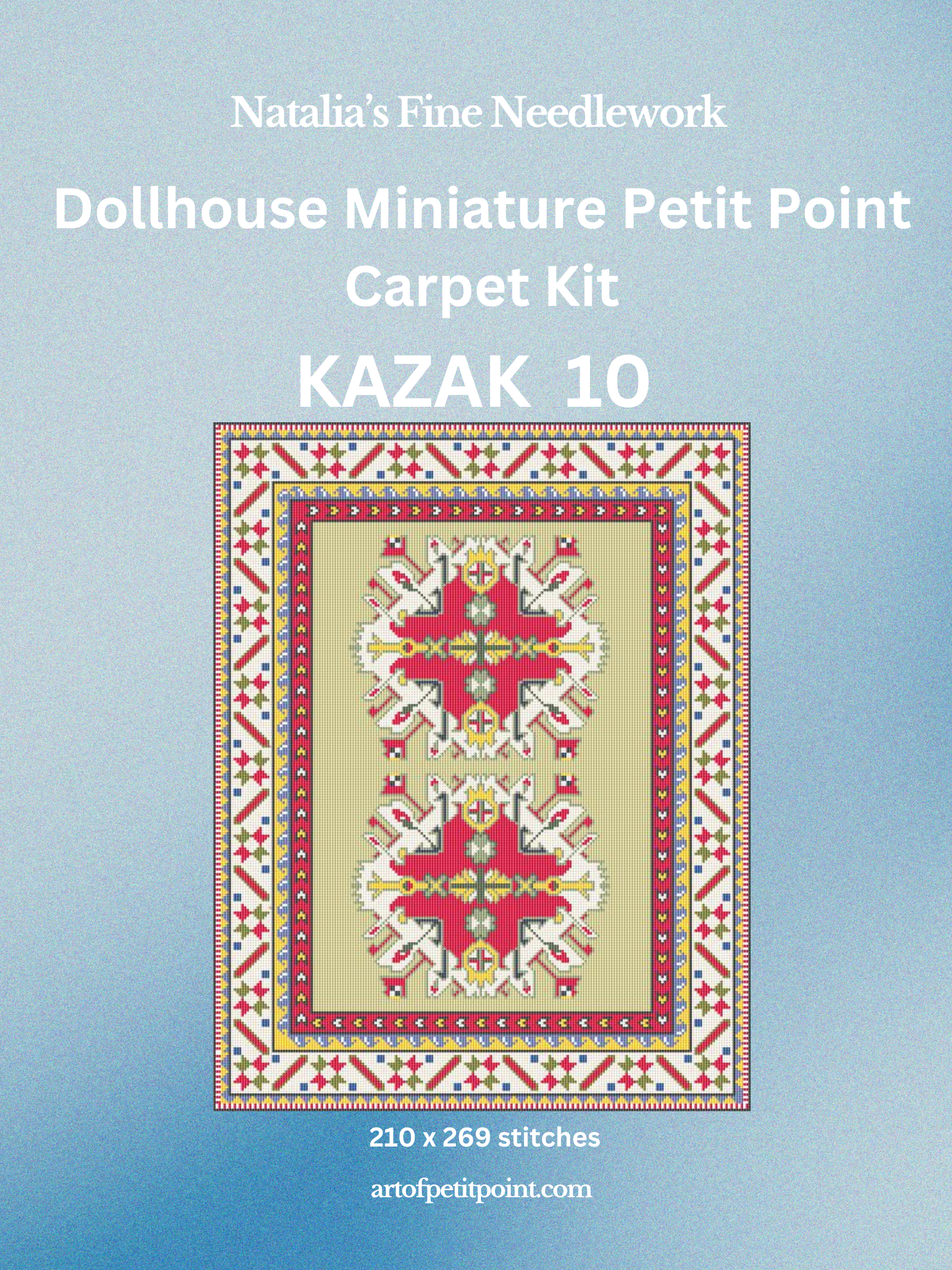 Kazak 10 Miniature Rug Petit Point Kit